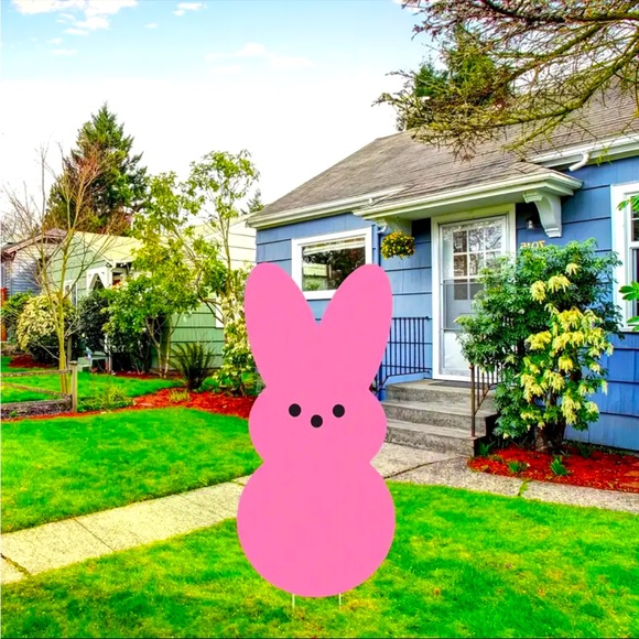 Holiday | Large Pink Easter Bunny Peep Yard Decoration 32 Inches Tall ...